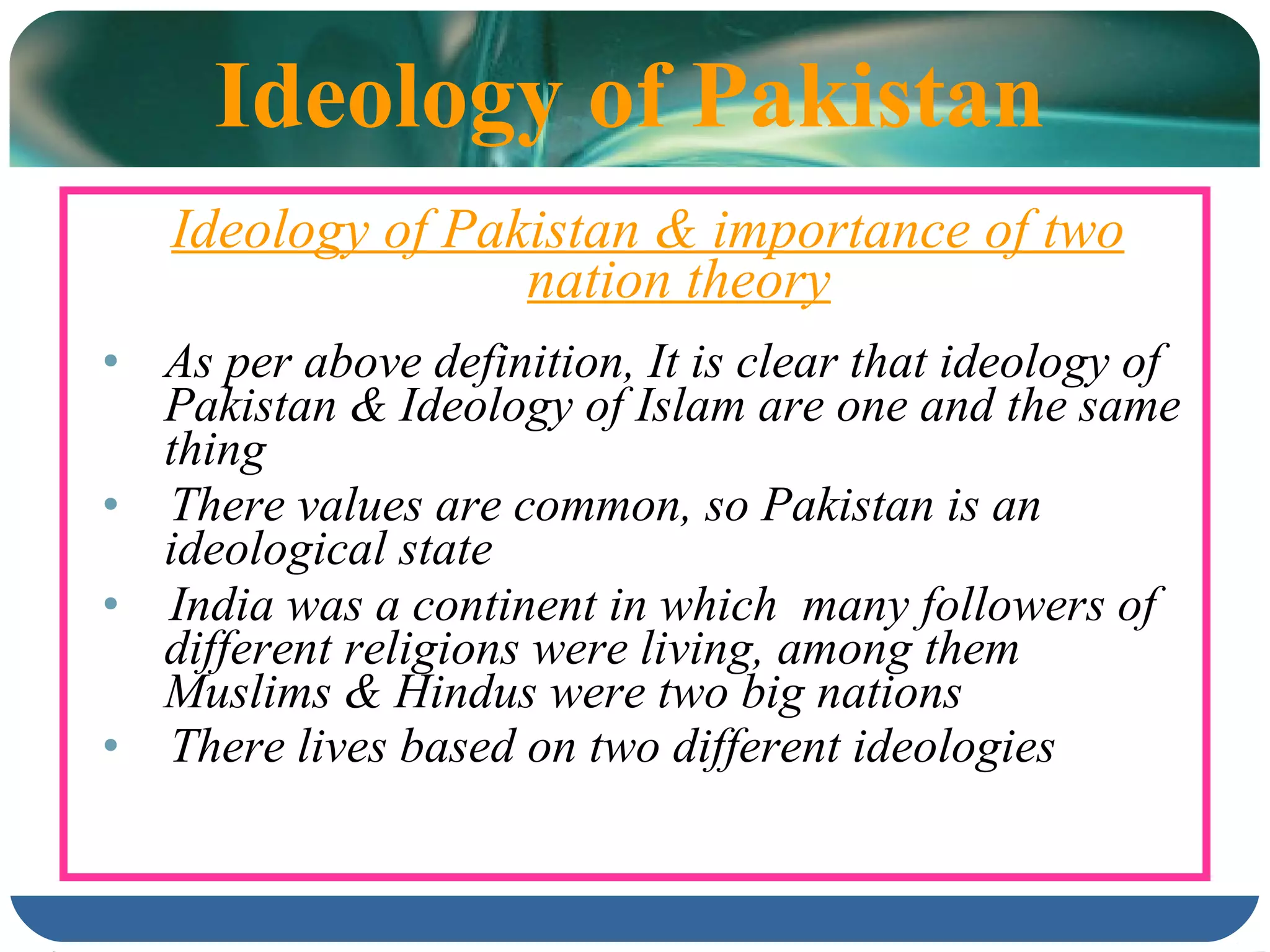 Ideology Of Pakistanclass | PPT
