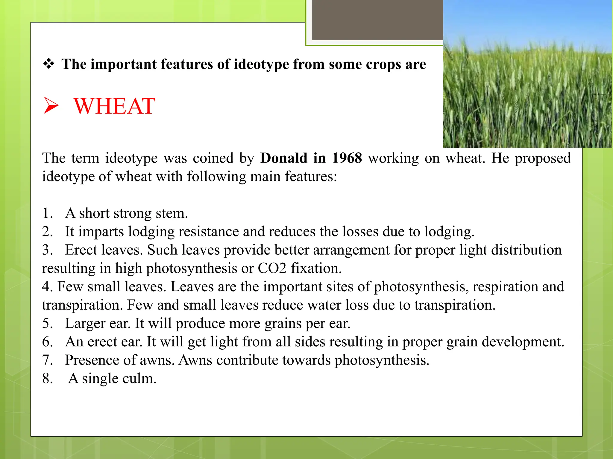 Ideotype concept and climate resilient crop varieties for future- Wheat ...