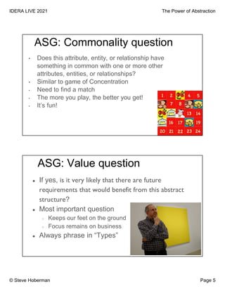 Idera live 2021: The Power of Abstraction by Steve Hoberman | PDF