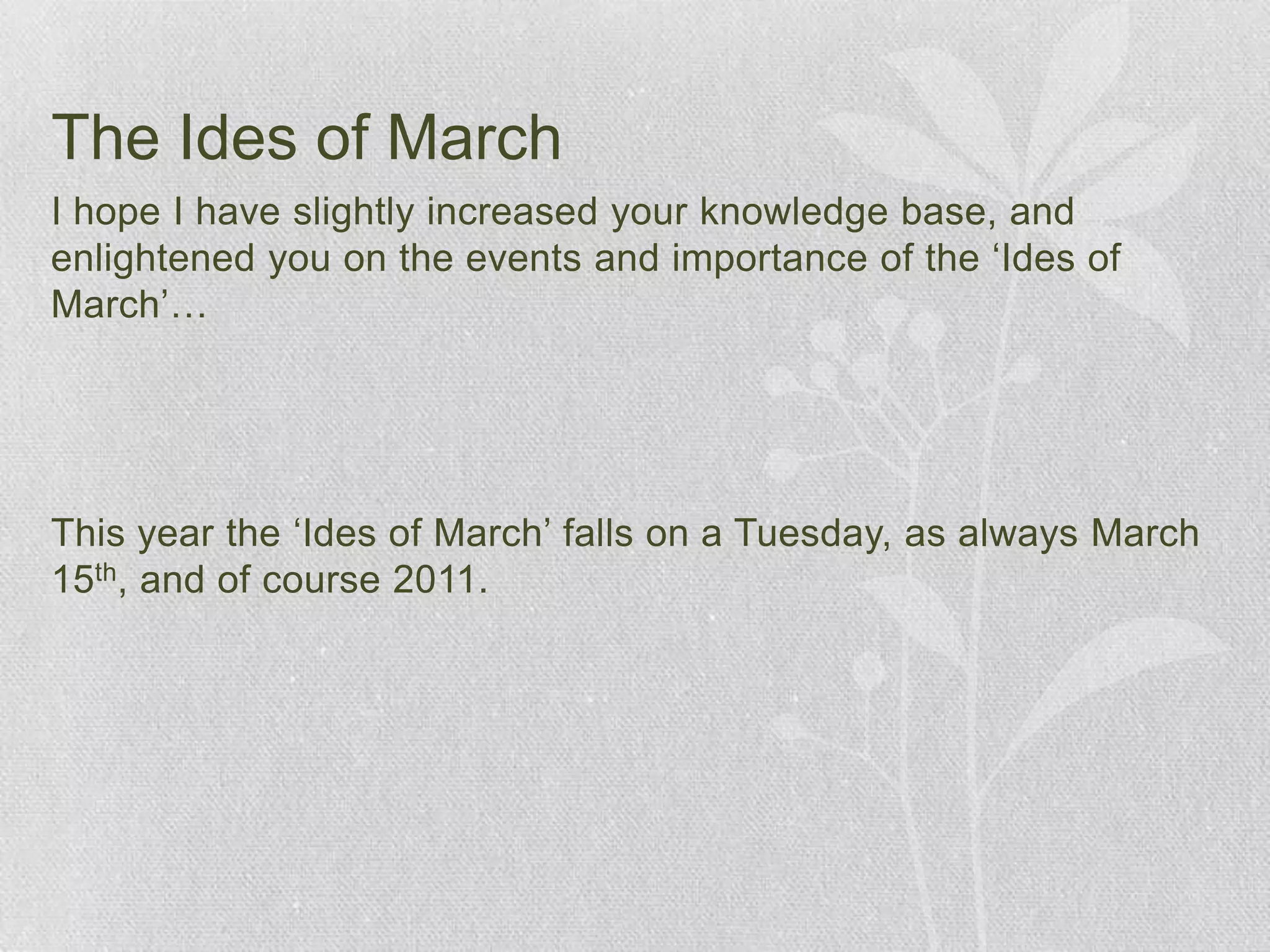 Ides of march | PPT