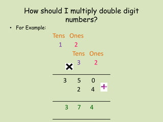 Multiplying double digit by double digit figures. | PPTX