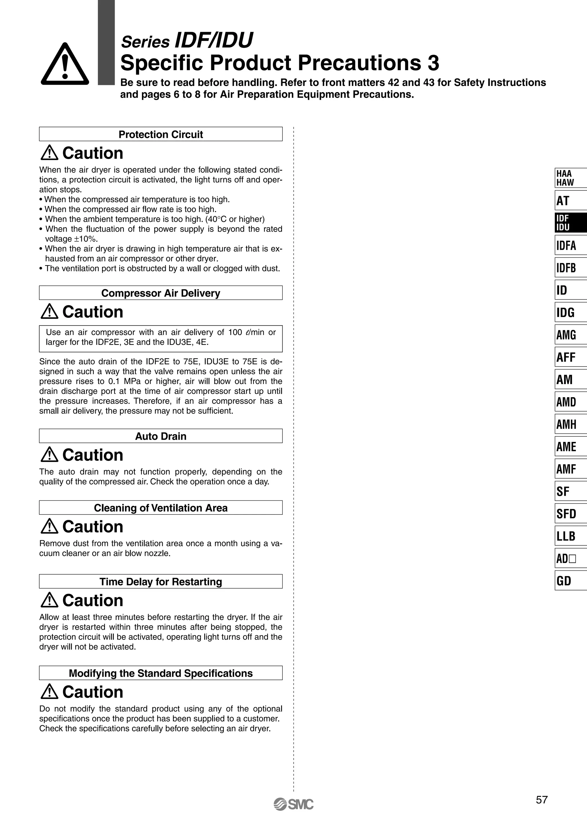SMC -Refrigerated Air Dryers Standard/High Temperature Air Inlet Type ...
