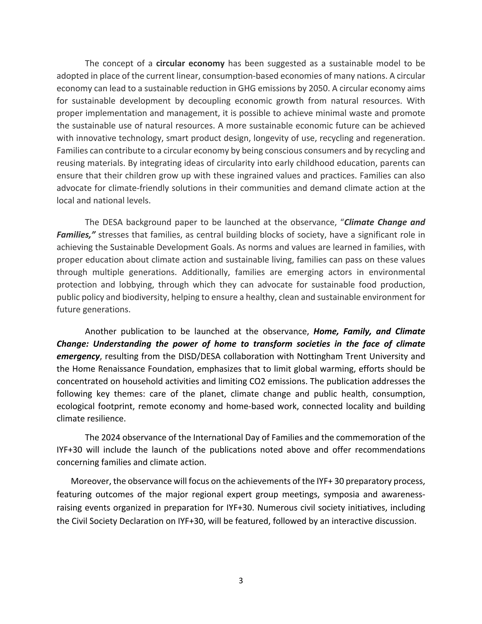 Observance of the 2024 International Day of Families & the 30th ...