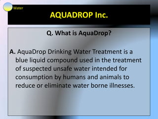Aquadrop Safe Drinking Water | PPTX