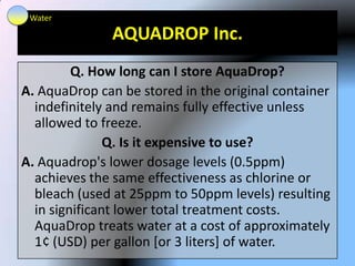 Aquadrop Safe Drinking Water | PPTX