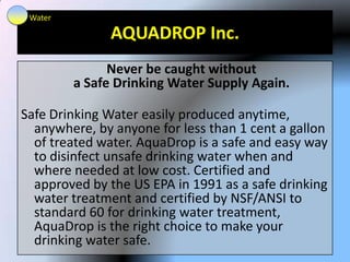 Aquadrop Safe Drinking Water | PPTX