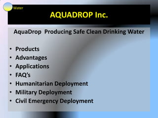 Aquadrop Safe Drinking Water | PPTX