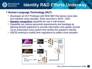 Overview DHS use of biometrics across the department | PPTX