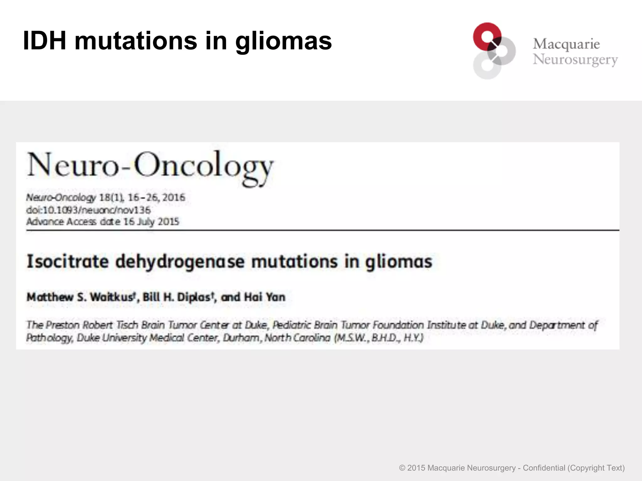 IDH mutations in glioma | PPTX