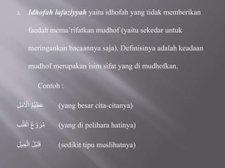 Idhofah (Bahasa Arab kelas 11) | PPTX