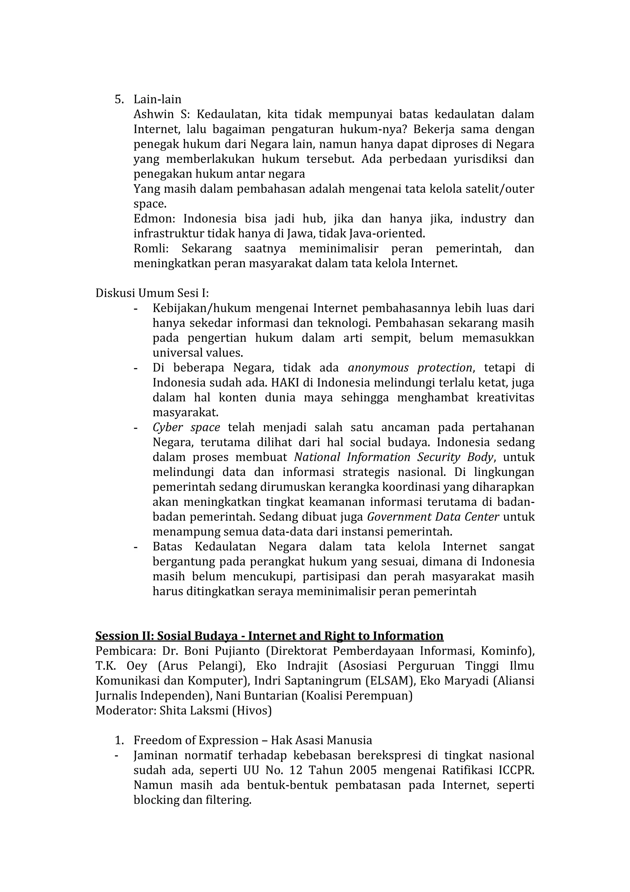 Ringkasan Dialog Nasional ID-IGF 2012 - Bahasa Indonesia (tata kelola internet / internet ...