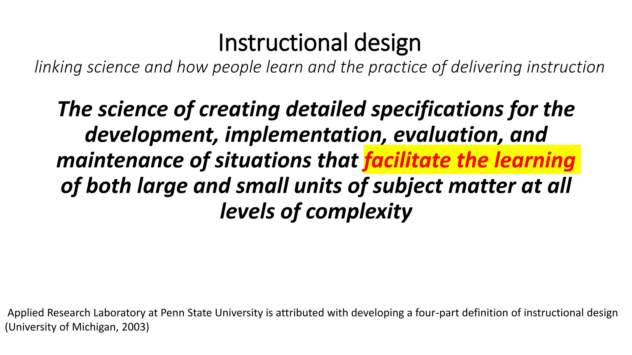 Id introduction instructional design for e learning | PPT
