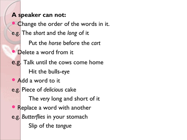 Idiom and fixed expression | PPT