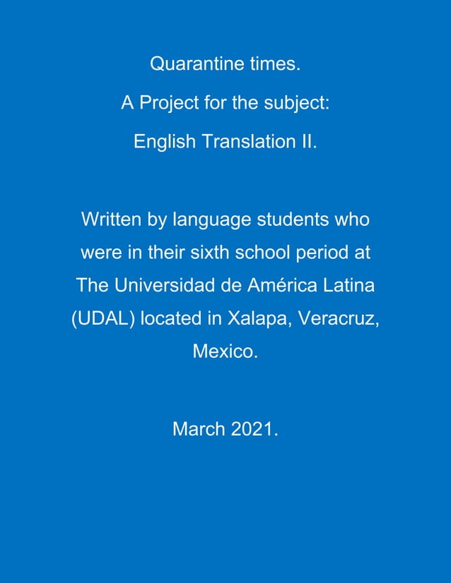 Quarantine Times Covid 19 - Reflections | PDF