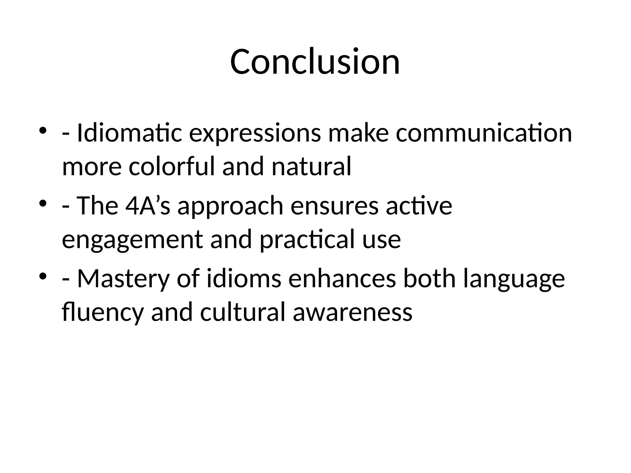 Idiomatic Expressions in 4As template pattern | PPTX