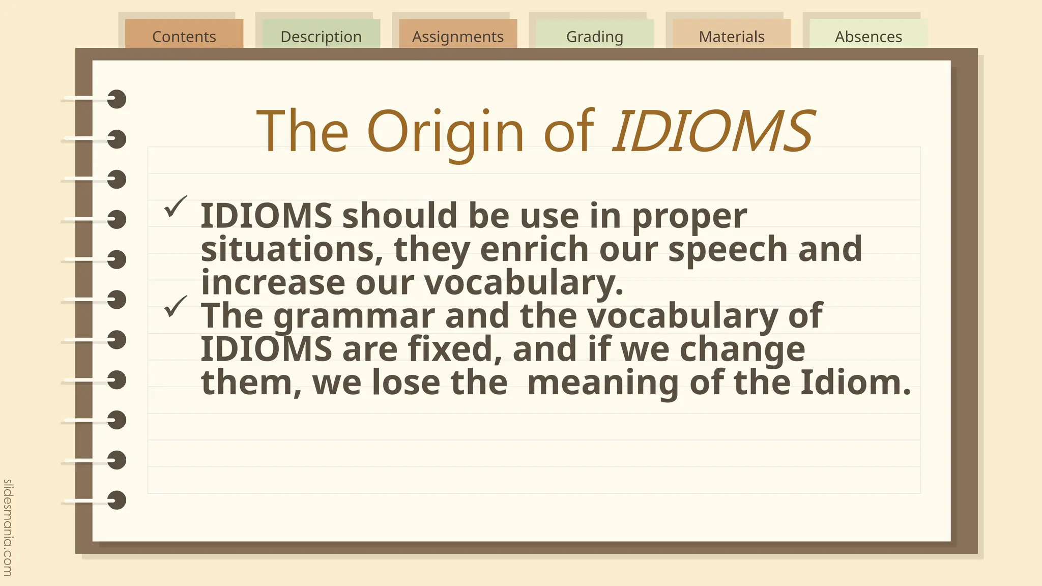 idiomatic expressions G9.pptx with examples and activities | PPTX