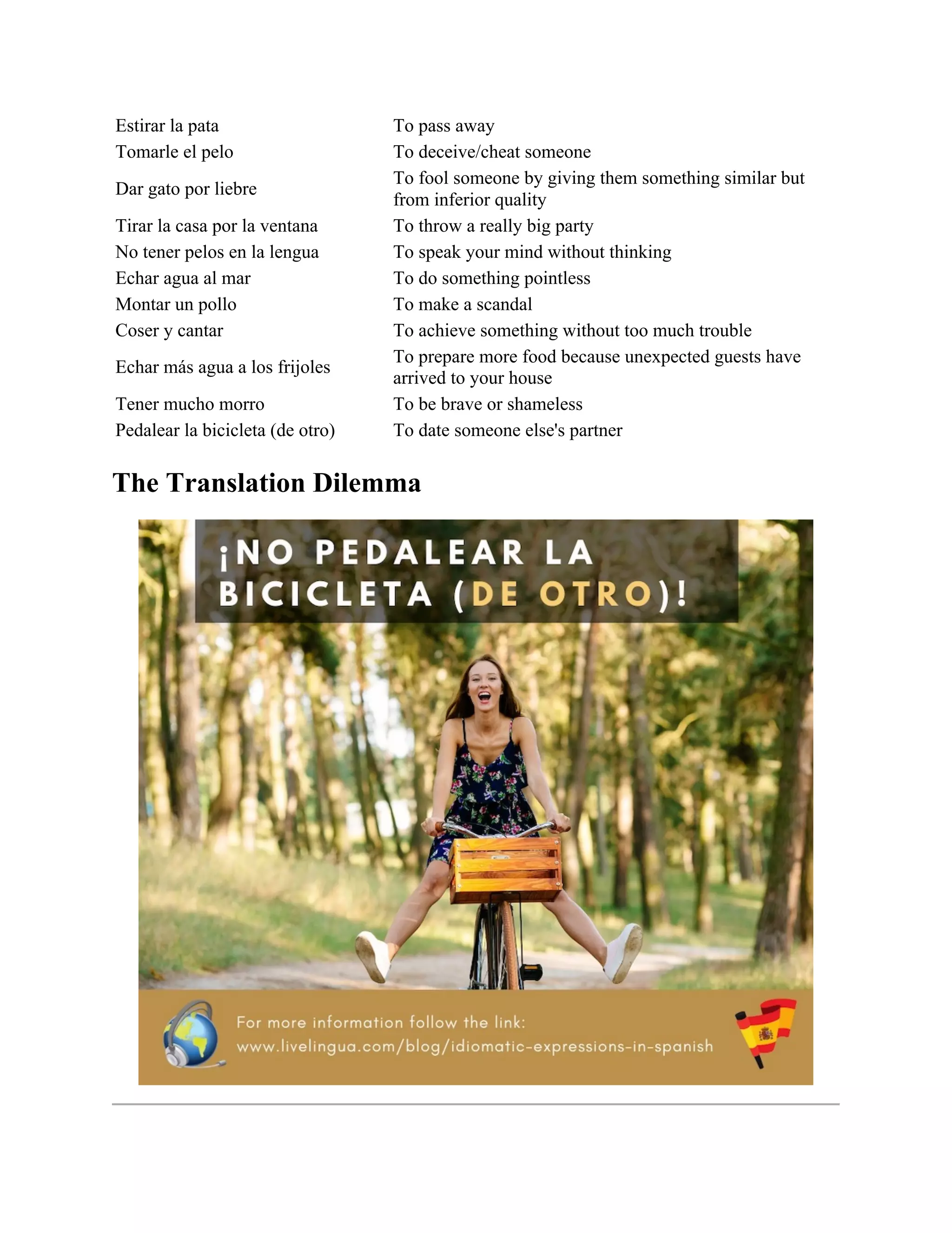 Idiomatic Expressions In Spanish | PDF