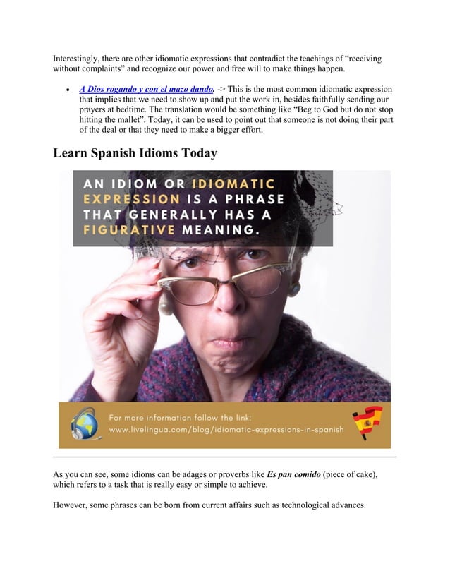 Idiomatic Expressions In Spanish | PDF