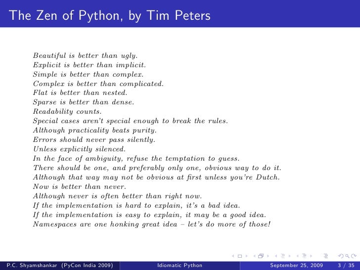 Idiomatic Python Idiomatic Python