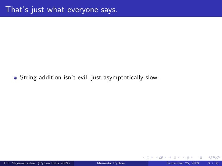 Idiomatic Python Idiomatic Python
