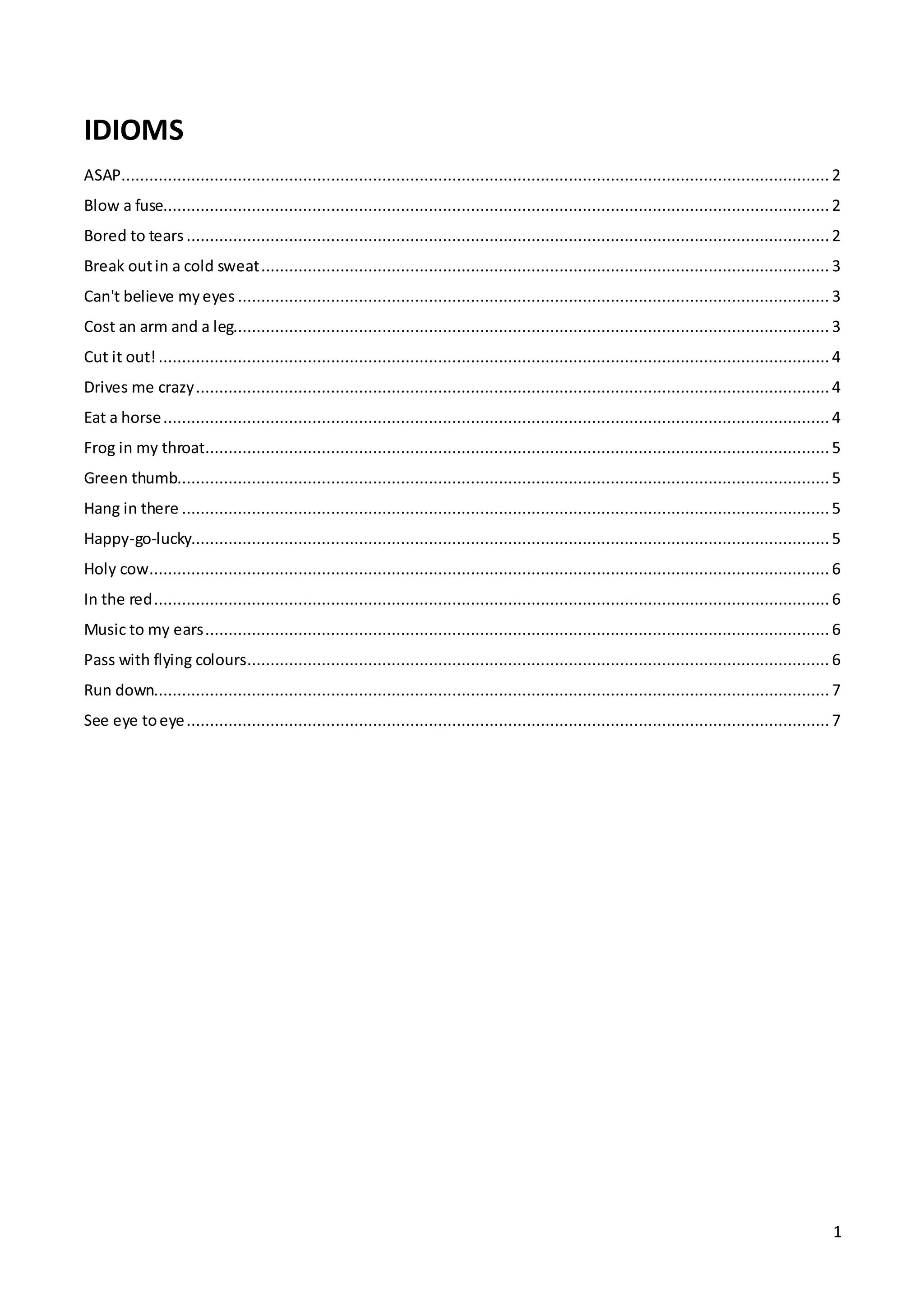 Idioms doc with examples | DOCX