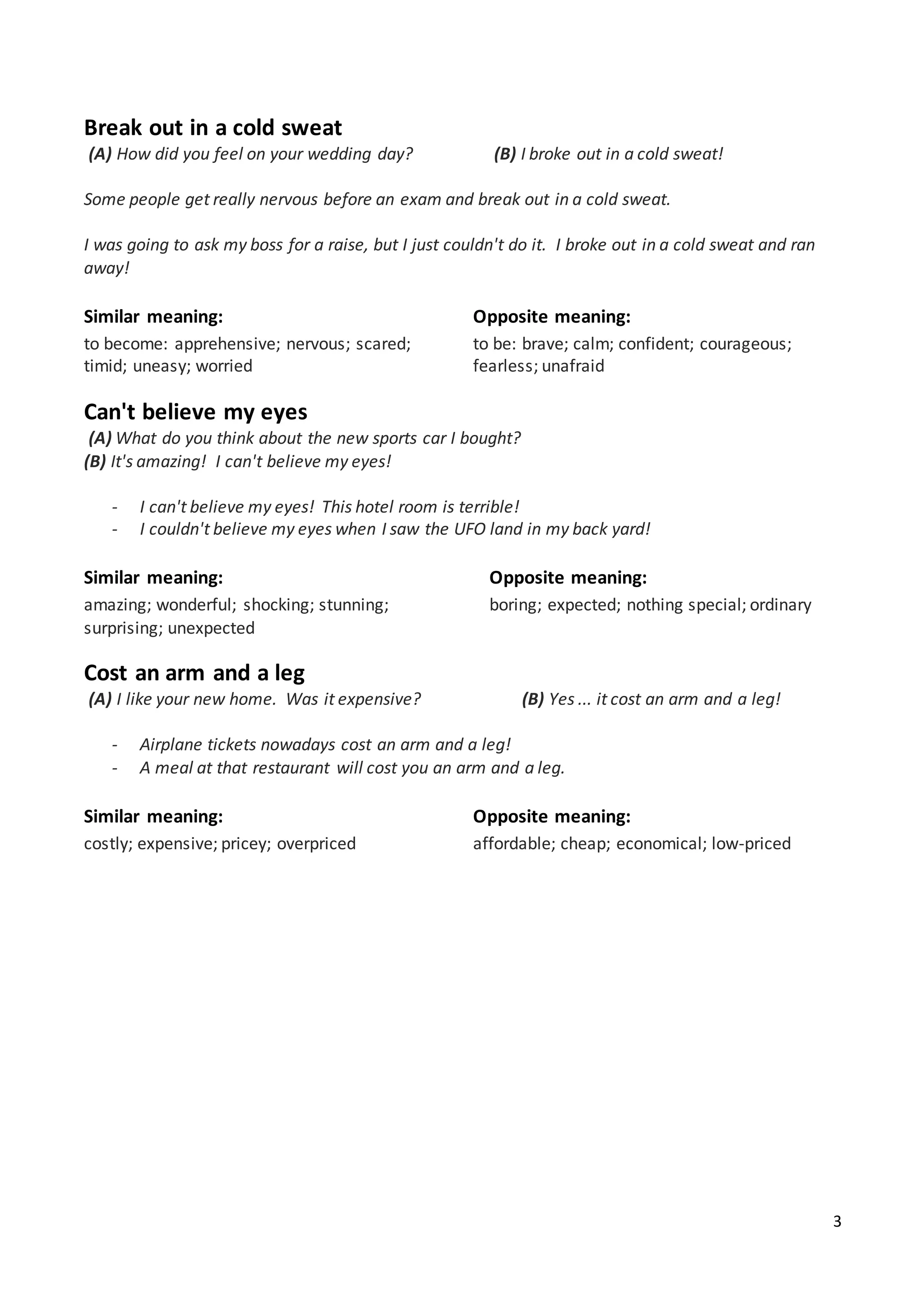 Idioms doc with examples | DOCX