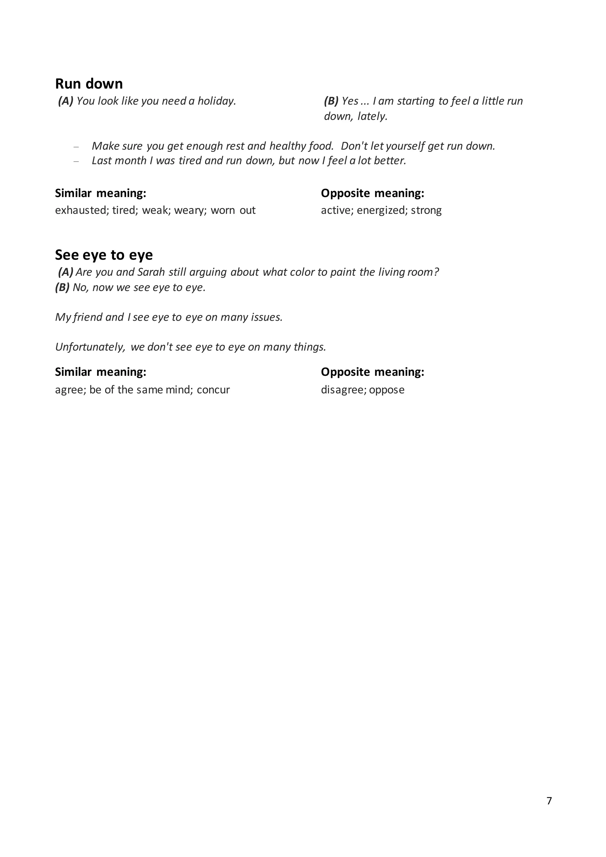 Idioms doc with examples | DOCX