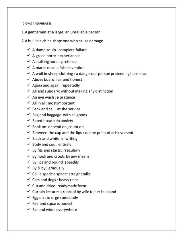 Idioms and phrases | PDF