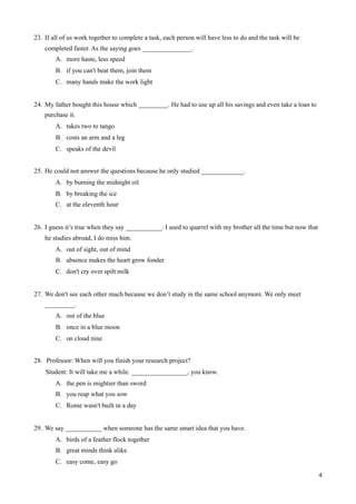 Proverbs and Idioms (Exercises) | PDF