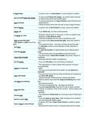 Idioms In Health | DOCX