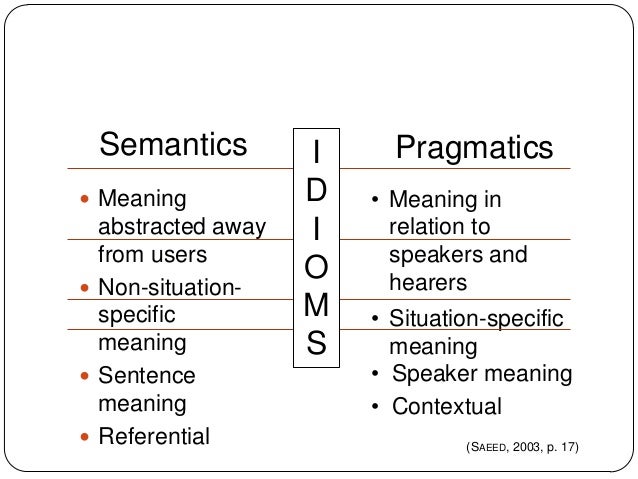 Idioms Interface between semantics & pragmatics - letras usp Elizabet…