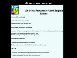 Idioms for Language Learners: Ideas, Tools, & Resources | PPTX