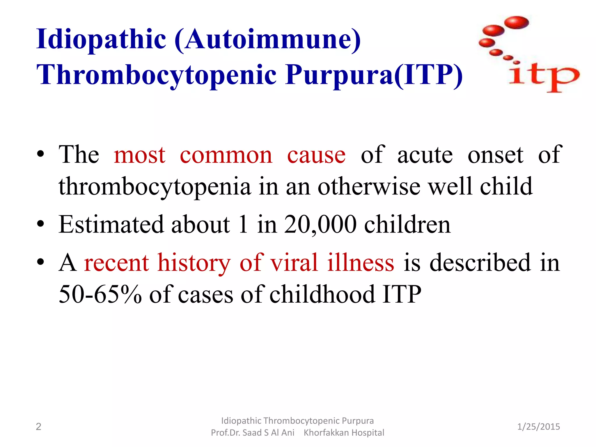 Idiopathic (autoimmune) Thrombocytopenic Purpura | PPTX