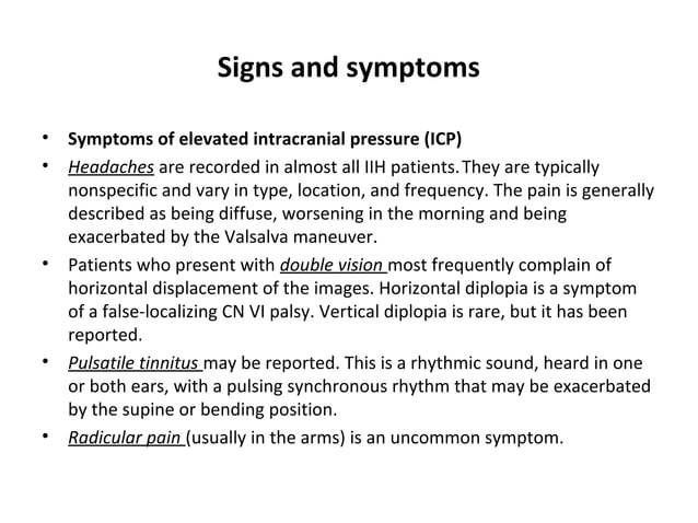 Idiopathic intracranial hypertension | PPT