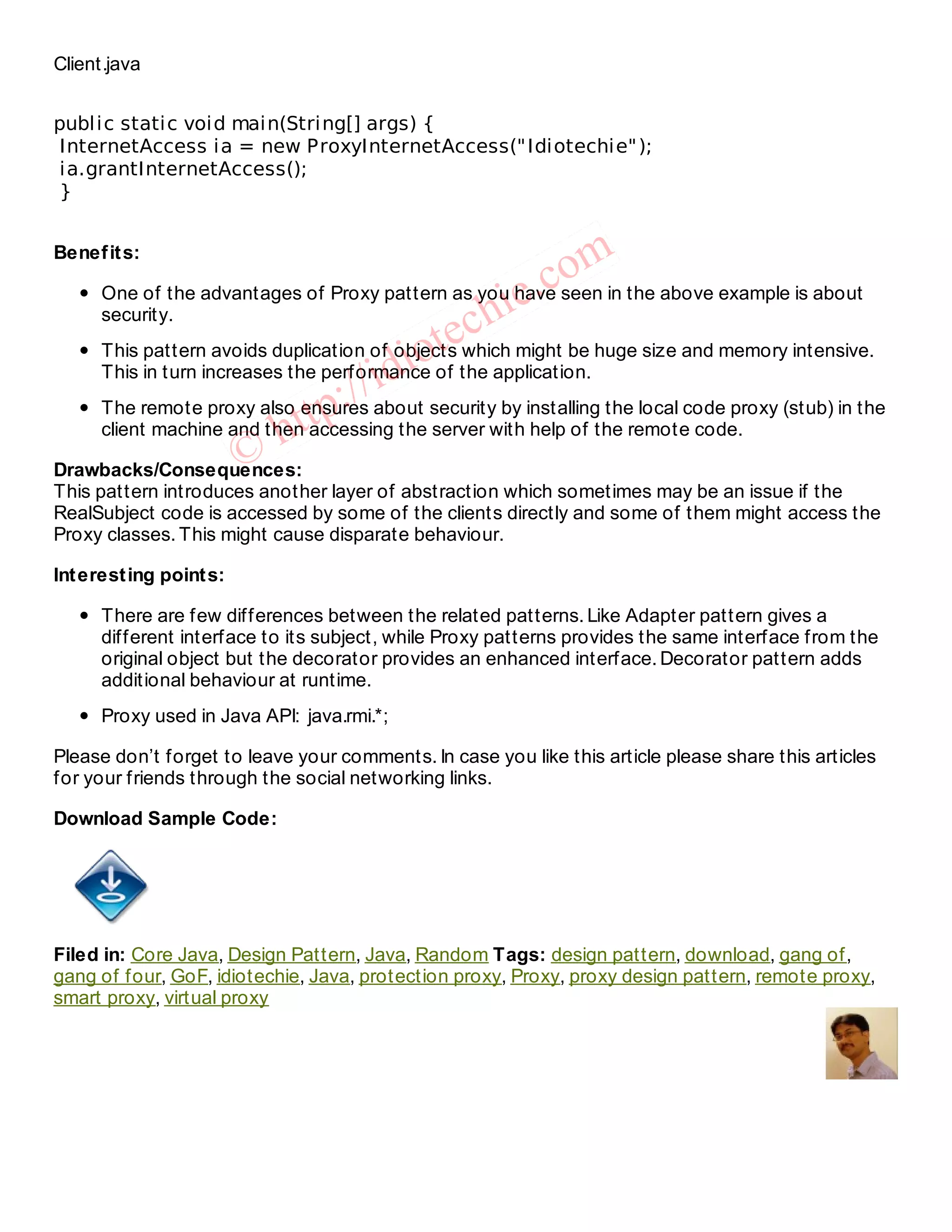 Gang of four Proxy Design Pattern | PDF