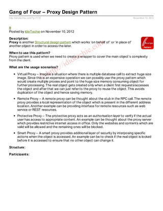 Gang of four Proxy Design Pattern | PDF