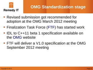 IDL to C++11 OMG RTWS presentations | PDF