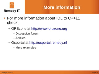 IDL to C++11 OMG RTWS presentations | PDF