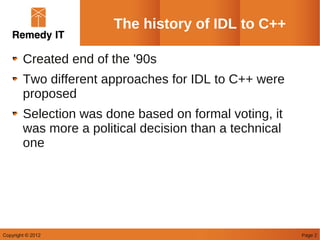 IDL to C++11 OMG RTWS presentations | PDF