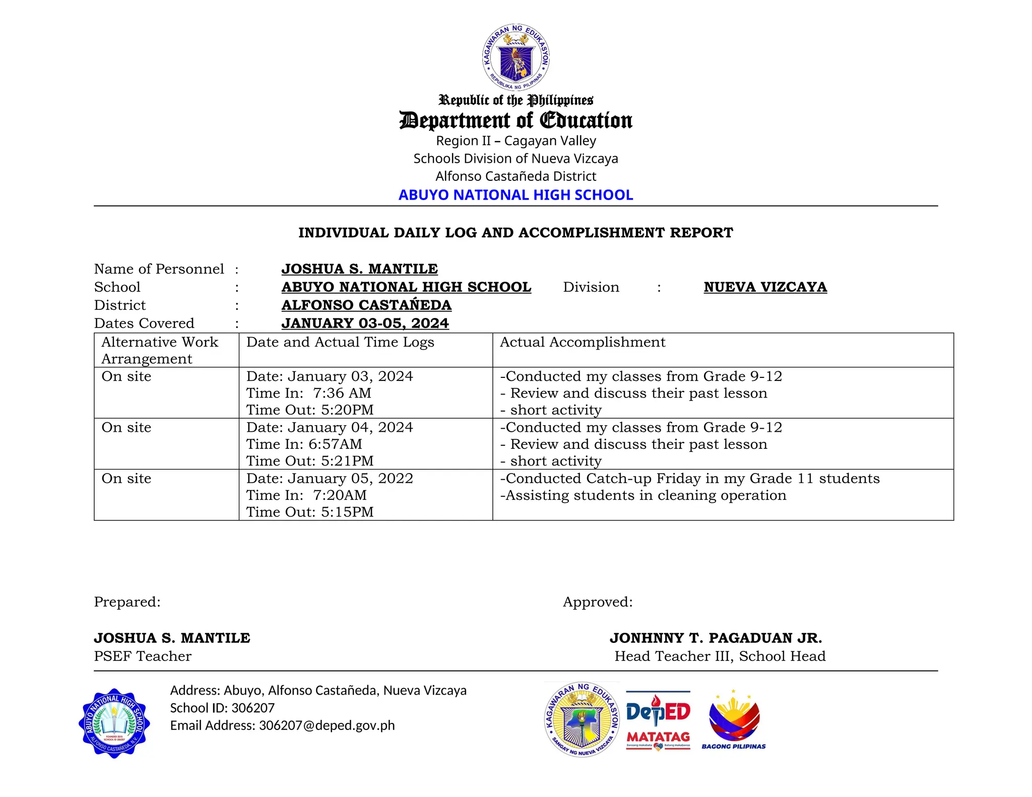 IDLAR WEEK 1.docxaccomplishmentreportshhh | DOCX