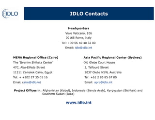 IDLO in brief - August 2009 | PPT