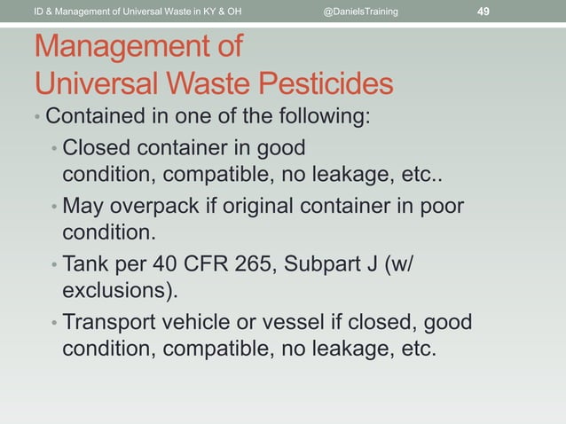 The Identification & Management of Universal Waste in Kentucky and Ohio ...