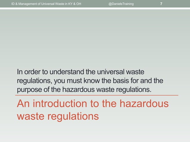 The Identification & Management of Universal Waste in Kentucky and Ohio ...