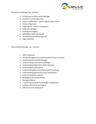 ORACLE IDM Course Content | PDF | Operating Systems | Computer Software and Applications