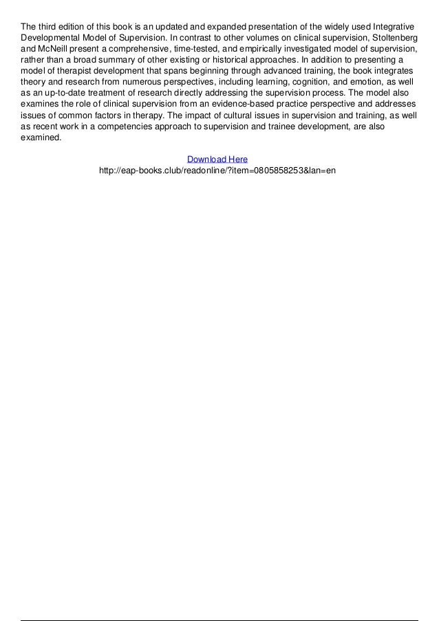 Idm supervision an integrative developmental model for supervising ...