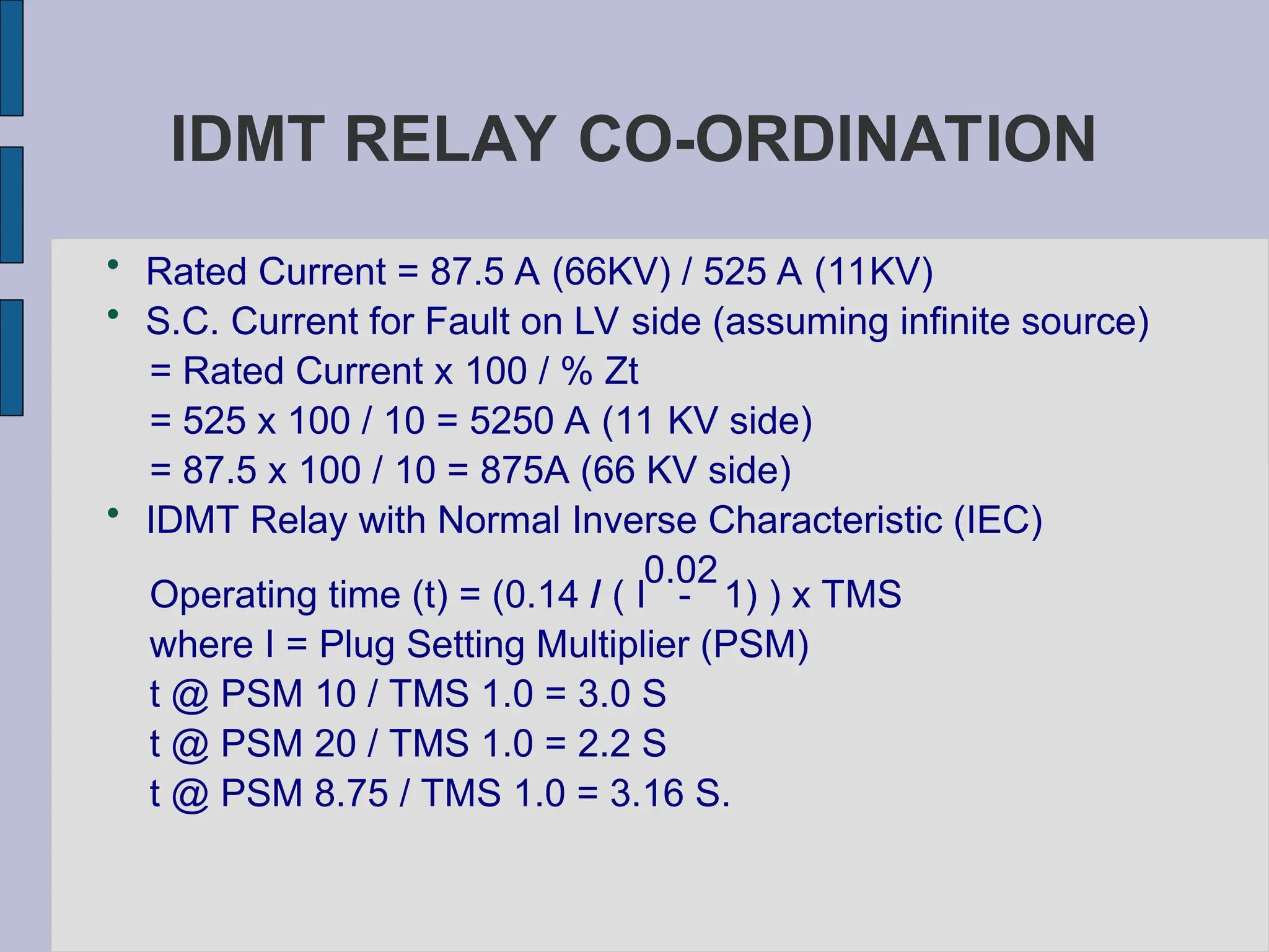 IDMT Coordination Example for power system | PPT