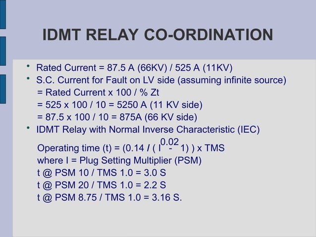 IDMT Coordination Example for power system | PPT