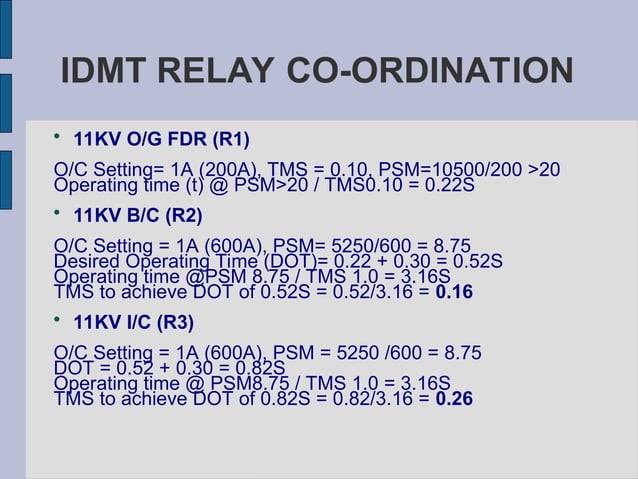 IDMT Coordination Example for power system | PPT