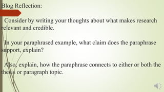 Paraphrasing and Embedding Information | PPTX | Homework and Study ...