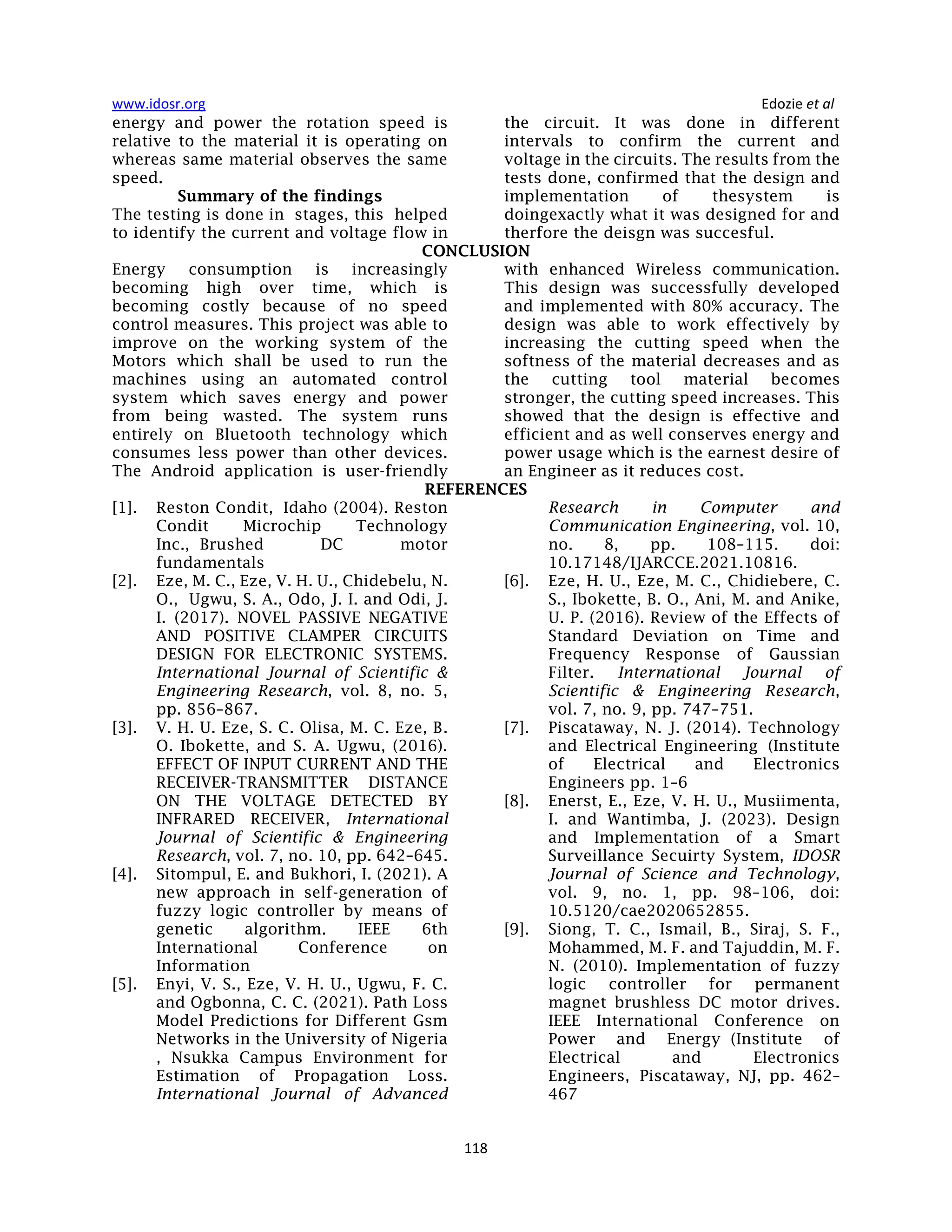 Design And Implementation Of An Improved Automatic Dc Motor Speed Control Systems Using